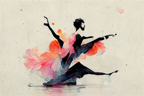 Dancer In A Dynamic Dance Pose Abstract Watercolor Background Stock Illustration Illustration