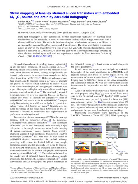Pdf Strain Mapping Of Tensiley Strained Silicon Transistors With Embedded Si1−ycy Source And