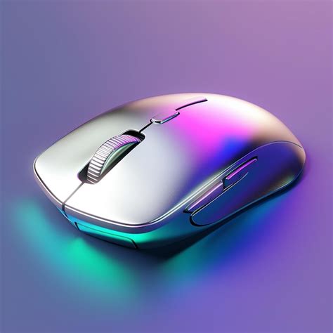 Premium Ai Image A Silver Mouse With A Purple Background And A Purple