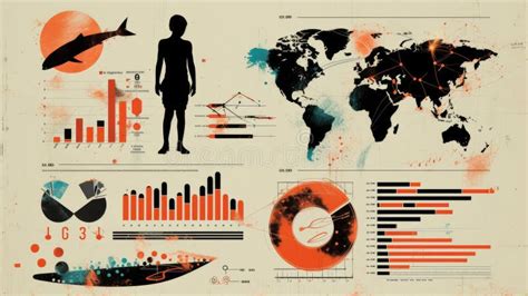 Abstract Data Visualization With Global Network Elements Stock Image