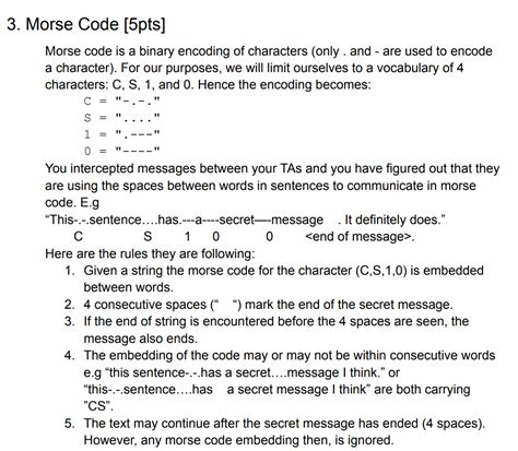 Solved 3 Morse Code 5pts Morse Code Is A Binary Encoding