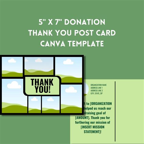 Donation Thank You Post Card Fundraising Canva Template Printable For