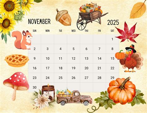 November Calendar Ideas Printable