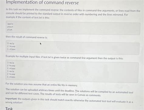 Solved Implementation Of Command Reverse In This Task We