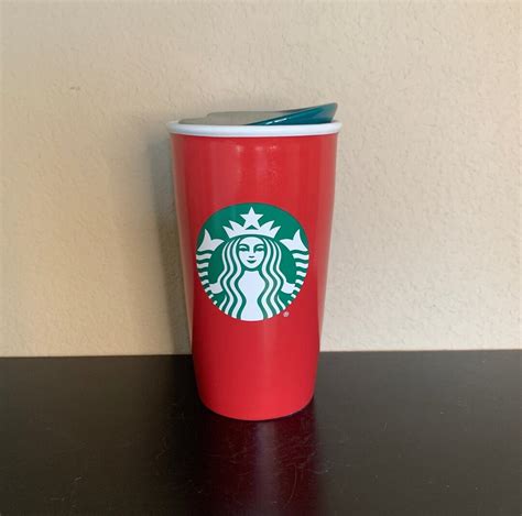 Starbucks Travel Mug Holiday Red Ceramic Travel Mug With Lid 12 Oz