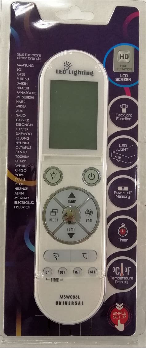 Universal Remote For Ductless Mini Split Units Hand Held With Flashlight