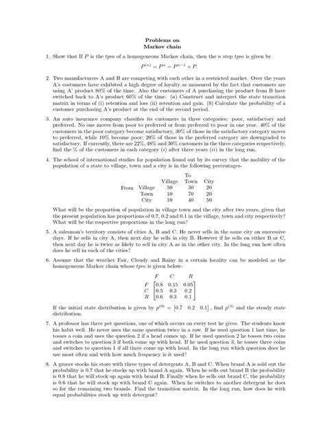 Problems On Markov Chain Pdf