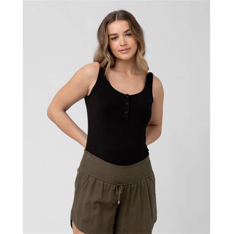 Izzy Button Down Rib Tank Black Big W