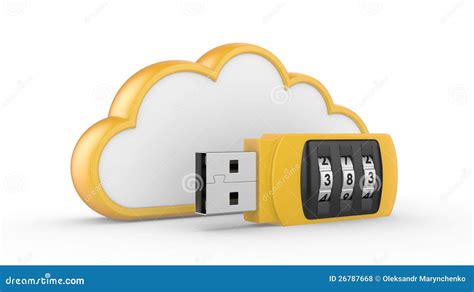 USB Flash Drive With Combination Lock And Cloud Stock Illustration Illustration Of Lock
