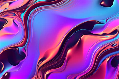 Premium Ai Image Iridescent Liquid Metal Surface With Ripples 3d Illustration Abstract