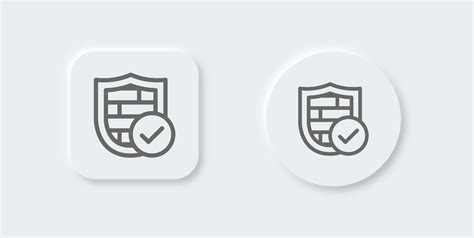 Firewall Line Icon In Neomorphic Design Style Network Protection Signs Vector Illustration