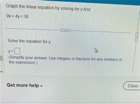 Solved Graph The Linear Equation By Solving For Y First Chegg Com