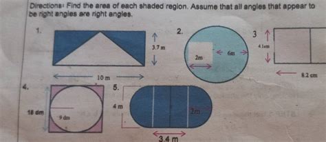 Solved Directions Find The Area Of Each Shaded Region Assume That