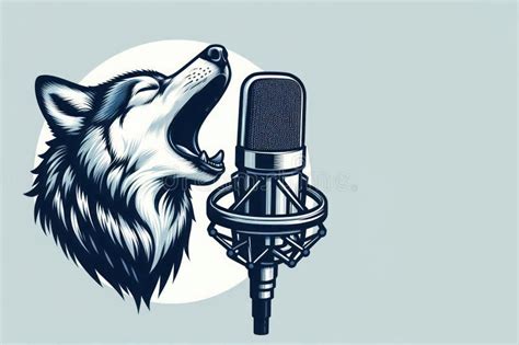 A Wolf Howling Into The Microphone Space For Text Stock Illustration Illustration Of Song