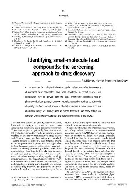Pdf Identifying Small Molecule Lead Compounds The Screening Approach