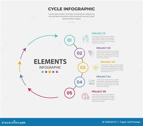 Cycle Base Infographic Outline Style With 4 Point Template With