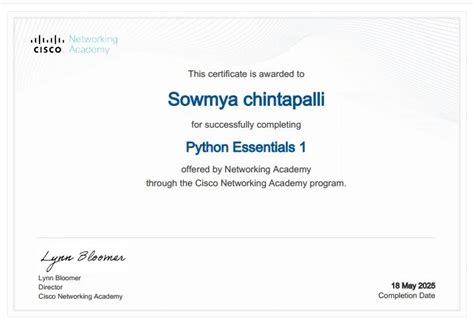 Completed Python Essentials 1 From Cisco Networking Academy Sowmya
