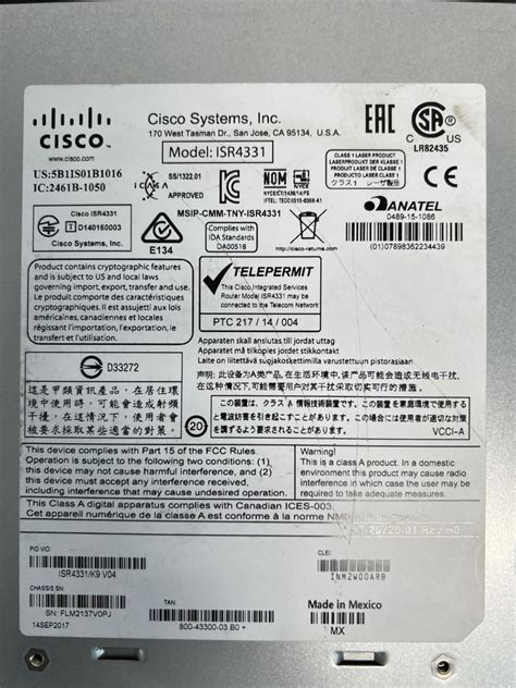 Cisco Isr4331k9 4331 Ip Base Integrated Services Router No Clock Issu