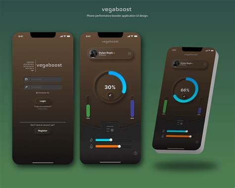 vegaboost phone boosting performance app ui design on behance
