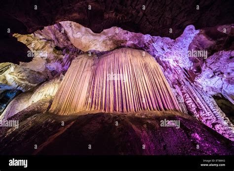 Stone Curtain Formation Inside The Tskaltubo Cave Also Called