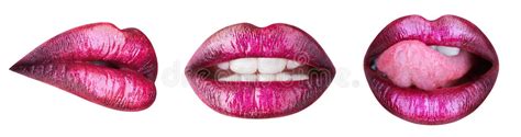 Lips Tongue Out Beautiful Woman Nude Girl Close Up Macro With
