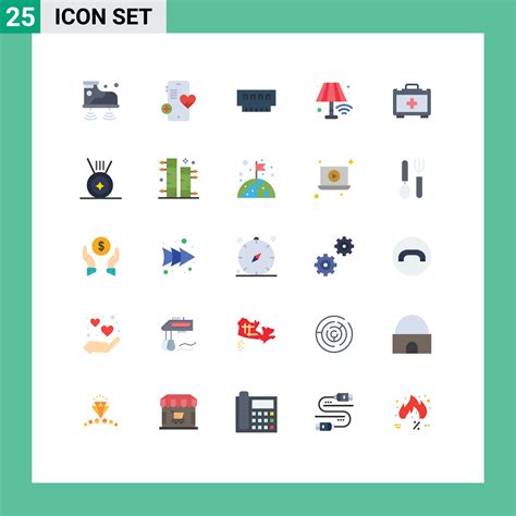 Set Of 25 Modern Ui Icons Symbols Signs For Bag Lamp Computers Home Memory Editable Vector