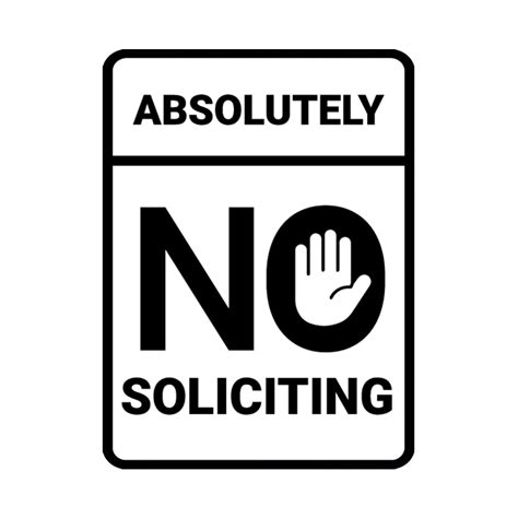 Portrait Round Absolutely No Soliciting Sign White Small