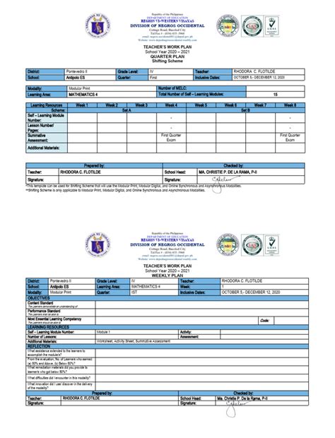 Workplan Shifting Scheme Pdf Learning Cognition