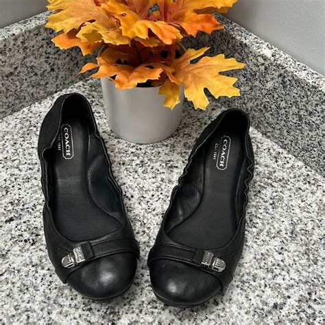 Coach Shoes Coach Delphine Black Leather Ballet Flats Poshmark
