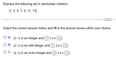 Solved Express The Following Set In Set Builder Notation Chegg