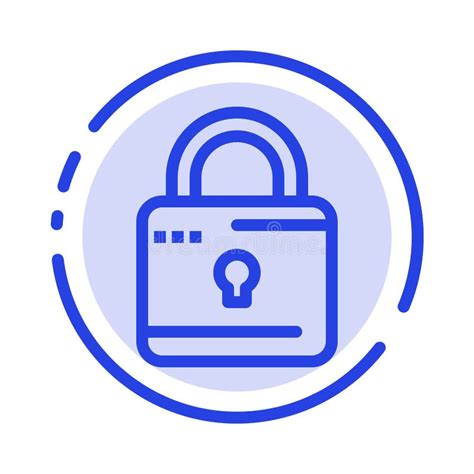 Lock Computing Locked Security Blue Dotted Line Line Icon Stock Vector Illustration Of