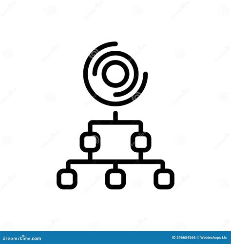 Black Line Icon For Structure Hierarchical And Connections Stock