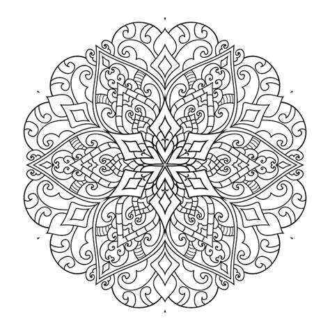 색칠하기 책 컬러 페이지용 만다라 성인을 위한 스트레스 방지 색칠 공부 페이지 프리미엄 벡터