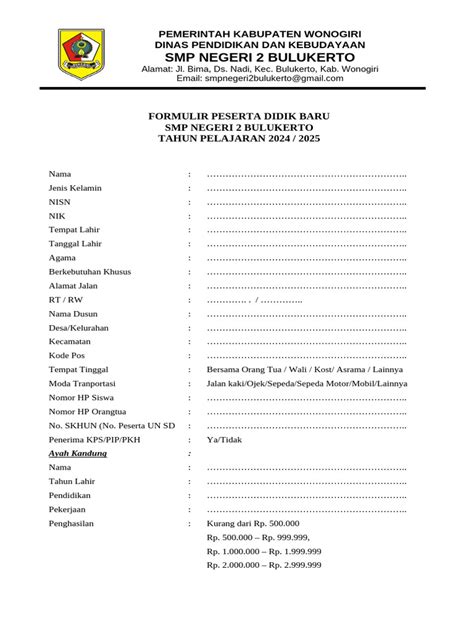 Formulir Ppdb 20242025 Pdf