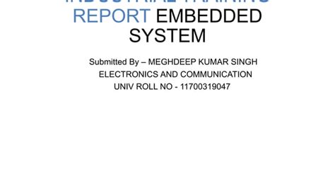 Industrial Training Report Embedded System Pptx