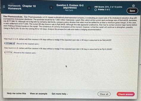 Solved Homework Chapter 10 Homework Question 2 Problem