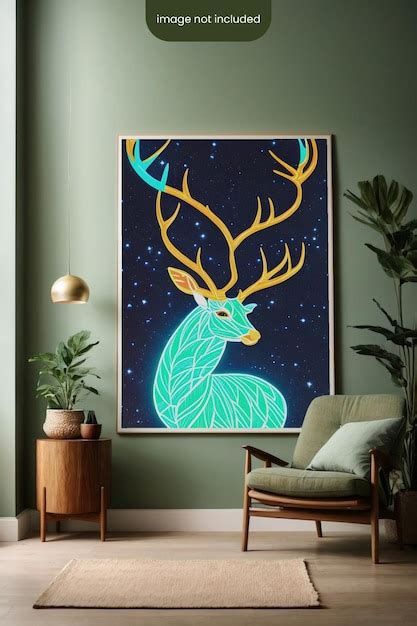 세이지 그린 벽이 있는 미니멀리스트 포스터 모형 프레임 프리미엄 Psd 파일