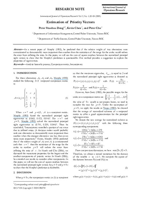 Pdf Estimation Of Priority Vectors
