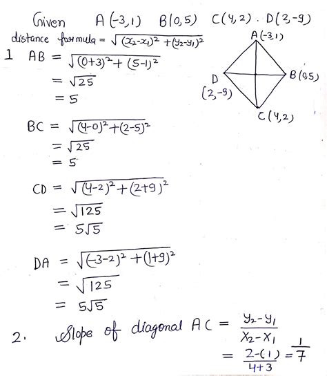 [solved] The Vertices Of A Kite Are A 3 1 B 0 5 C 4 2 And D 2 9 Course Hero