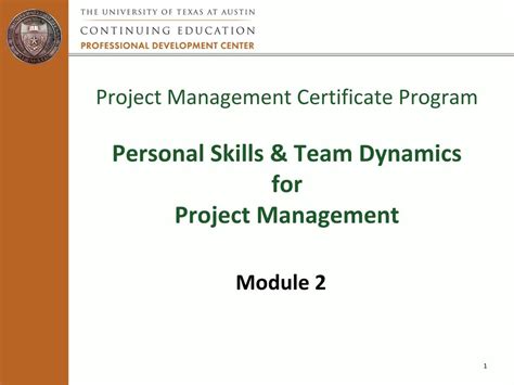 Ppt Project Management Certificate Program Personal Skills And Team