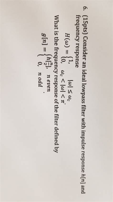 Solved Consider An Ideal Lowpass Filter With Impulse Chegg