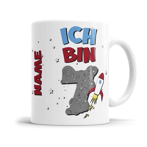 Ich Bin 7 Weltraum Rakete Sterne Personalisiert Mit Name 7 Geburtstag