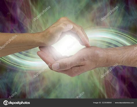 Together Our Energy Stronger Female Hand Cupped Male Cupped Hand Stock Photo By Healing63 323508066