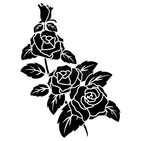 Black Silhouette Bloom Motif Floral For Background Border Frame Decoration Stock Vector