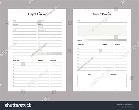 2 Set Project Tracker Planner Template Stock Vector Royalty Free 2188393293 Shutterstock