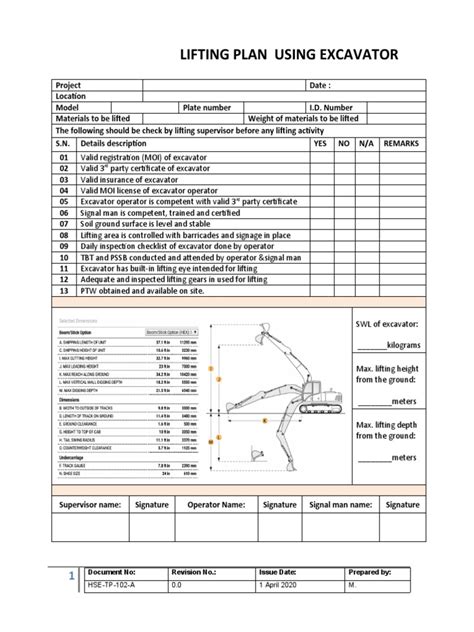 Hse Tp 102 A Lifting Plan Using Excavator Pdf