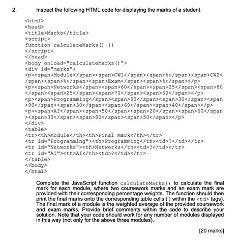 Solved Inspect The Following HTML Code For Displaying The Chegg