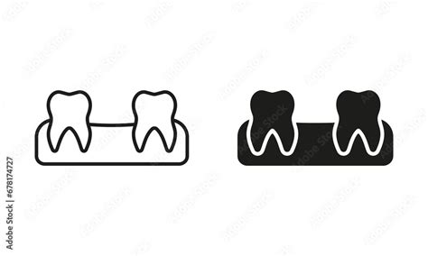 Missing Teeth Silhouette And Line Icon Set Human Lose Tooth Pictogram
