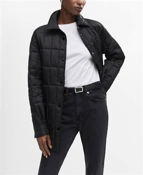 Женский стеганый анорак с воротником рубашки Mango купить по выгодной цене на Usmall артикул