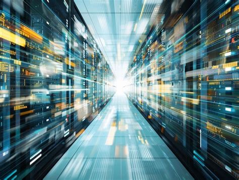 Premium Photo Big Data Flowing Through Servers In Datacenter Corridor